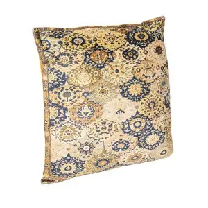 STORIED HOME Cotton Velvet Square Design Pillow - Orange