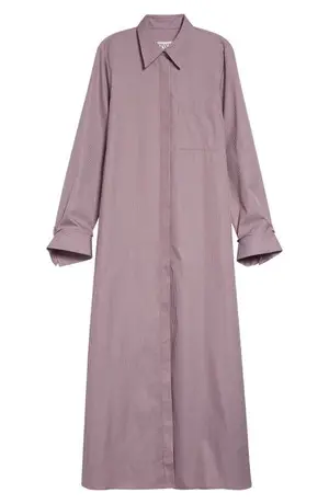 TWP Jennys Stripe Long Sleeve Cotton Shirtdress - Rust/blue