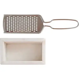 STORIED HOME Marble And Stainless Steel Grater - White
