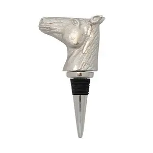 STORIED HOME Cast Aluminum Horse Head Bottle Stopper In Kraft Box - Silver
