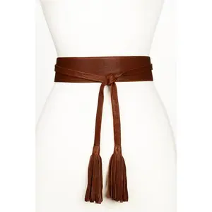 RAINA BELTS Wrap Leather Belt - Cognac