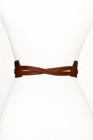 RAINA BELTS Wrap Leather Belt - Cognac