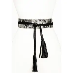 RAINA BELTS Wrap Leather Belt - Gray