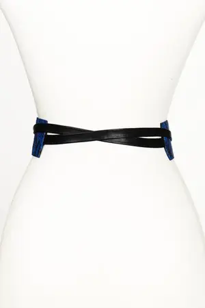 RAINA BELTS Wrap Leather Belt - Gray