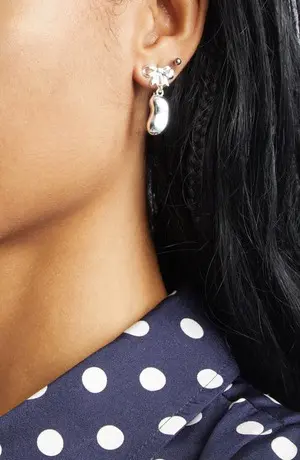 Sandy Liang Bow Fava Drop Earrings