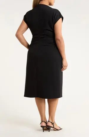 Nordstrom Ruched Cap-sleeve Dress - Black