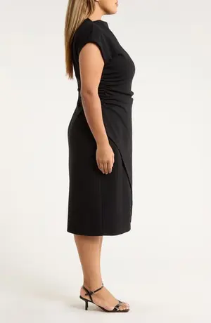 Nordstrom Ruched Cap-sleeve Dress - Black