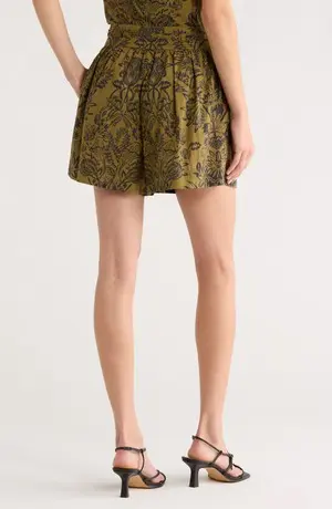 Ulla Johnson Rowan Tie Waist Shorts - Olive Flora
