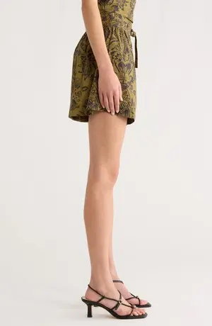 Ulla Johnson Rowan Tie Waist Shorts - Olive Flora