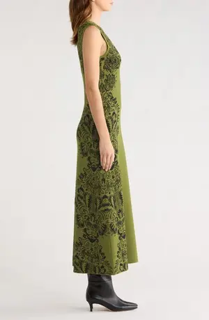 Ulla Johnson Liana Floral Jacquard Knit Midi Dress
