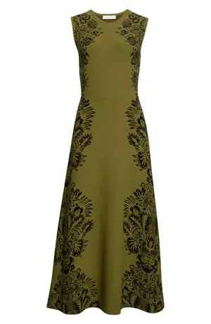 Ulla Johnson Liana Floral Jacquard Knit Midi Dress