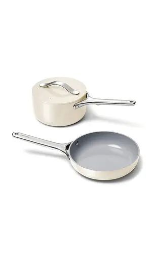 CARAWAY Non-stick Ceramic Mini Fry Pan & Mini Sauce Pan Duo - Cream