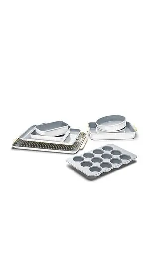 CARAWAY Non-toxic Ceramic Non-stick Mega Bakeware Set In White - White & Gold