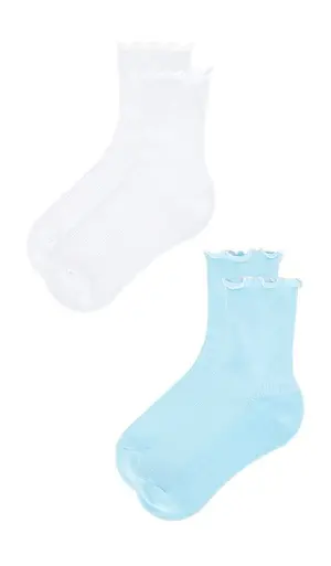WELLBEING + BEINGWELL Ruffle Trim Crew Socks 2 Pack