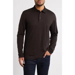 BOSS Pado Long Sleeve Wool Polo - Dark Brown