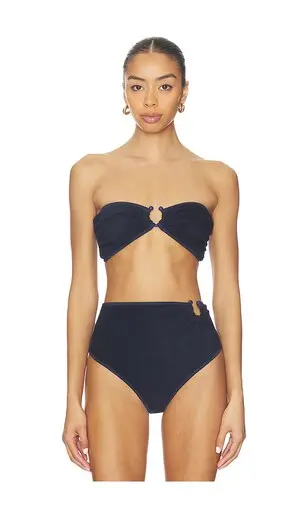 Johanna Ortiz Terry Seawaters Bikini Top - Navy