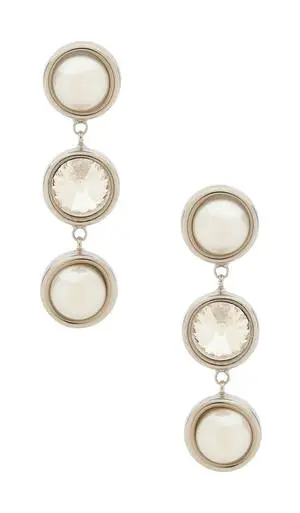 LELET NY Clare Crystal And Pearl Linear Earrings - Silver