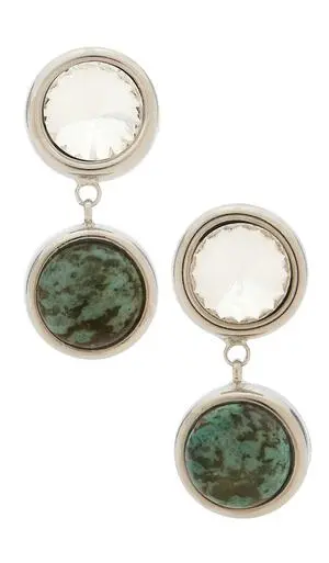 LELET NY Clare Crystal And Stone Drop Earrings - Turquoise & Silver