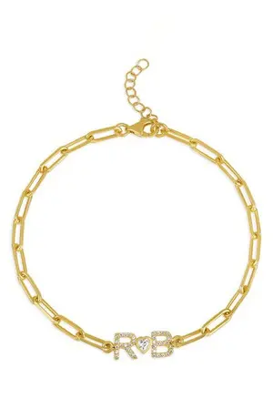 SHYMI Pavé Initial Heart Bracelet Gold