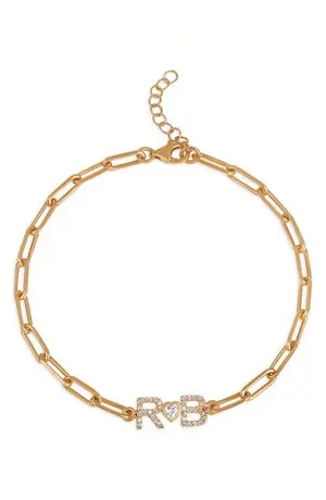 SHYMI Pavé Initial Heart Bracelet - Rose