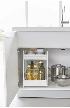 YAMAZAKI 2-tier Pull Out Shelf - White