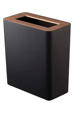 YAMAZAKI Rectangle Trash Can - Walnut