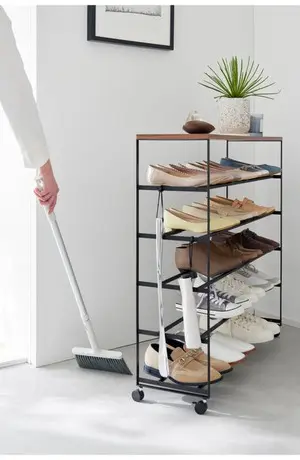 YAMAZAKI 5-tier Rolling Shoe Rack - Black