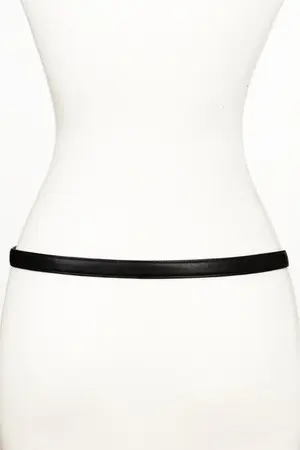 RAINA BELTS Rider Circle Buckle Leather Belt - Black