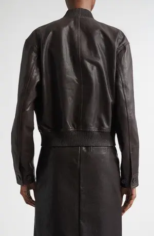 FERRAGAMO Hug Buckle Leather Bomber Jacket