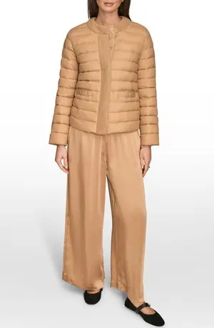 Donna Karan New York Nylon Quilted Down Jacket - Fawn