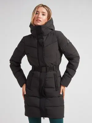 JACK1T Diamond Belted Hooded Down Coat - Black