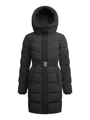 JACK1T Diamond Belted Hooded Down Coat - Black