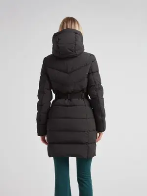 JACK1T Diamond Belted Hooded Down Coat - Black