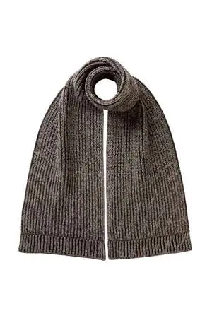 Johnstons Of Elgin Donegal Cashmere Brown Knitted Scarf - Grey