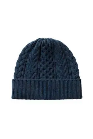 Johnstons Of Elgin Aran Cable Cashmere Beanie - Navy