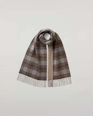 Johnstons Of Elgin Reversible Grey Check Cashmere Scarf - Multi
