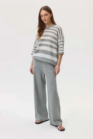 Johnstons Of Elgin Textured Stripe Oversized Cashmere T-shirt