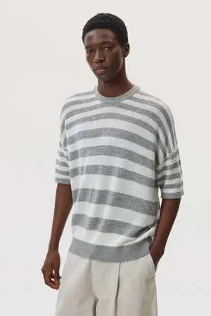 Johnstons Of Elgin Textured Stripe Oversized Cashmere T-shirt