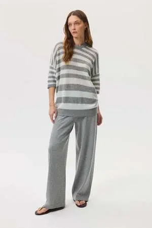 Johnstons Of Elgin Textured Stripe Oversized Cashmere T-shirt