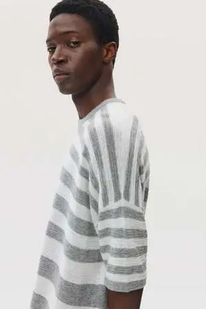 Johnstons Of Elgin Textured Stripe Oversized Cashmere T-shirt