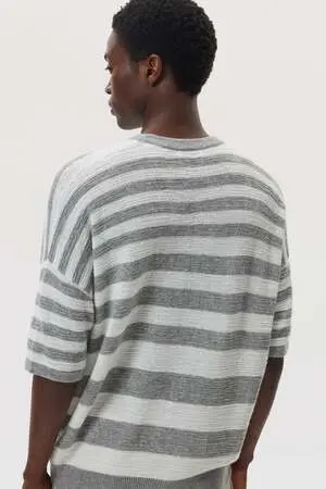 Johnstons Of Elgin Textured Stripe Oversized Cashmere T-shirt