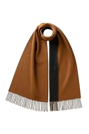 Johnstons Of Elgin Contrast Reversible Camel Cashmere Scarf - Brown