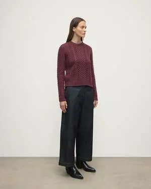 Johnstons Of Elgin Aran Cable Cashmere Jumper - Purple