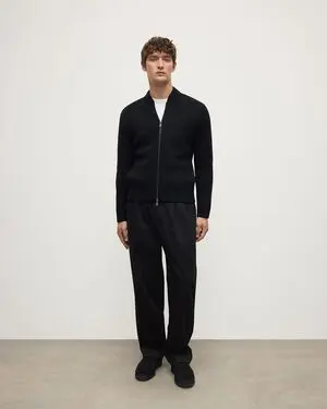 Johnstons Of Elgin Cashmere Milano Stitch Zip Jacket - Black