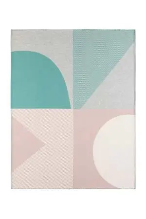 Johnstons Of Elgin Blanket Stitched Geometric Throw In Playful Pastel
