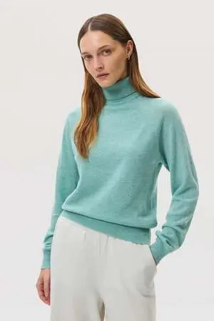 Johnstons Of Elgin Classic Cashmere Roll Neck Jumper - Green
