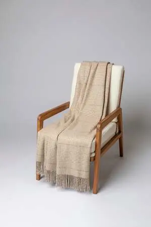 Johnstons Of Elgin Tweed Glen Check Wool Throw - Natural