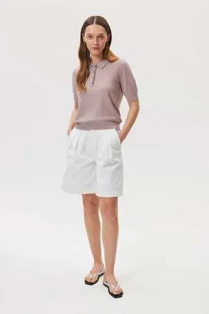 Johnstons Of Elgin Superfine Merino Pointelle Argyle Polo Shirt