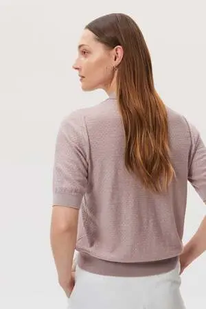 Johnstons Of Elgin Superfine Merino Pointelle Argyle Polo Shirt