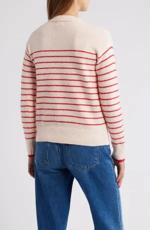 Caslon Stripe Relaxed Fit Sweater - Pink Fresco- Red Stripe